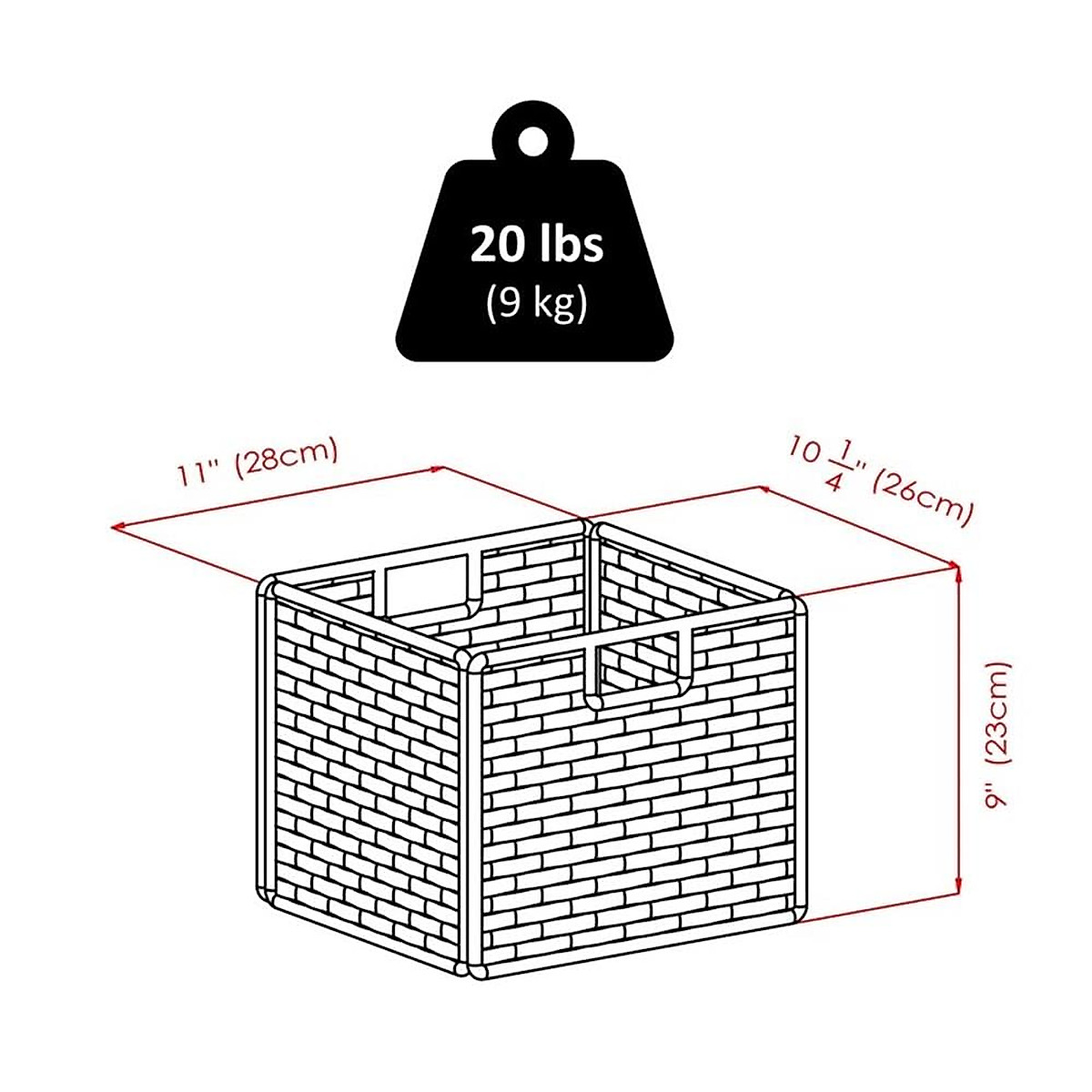 Winsome Wood Milan 5-Pc Storage Shelf with 4 Foldable Woven Baskets - Walnut
