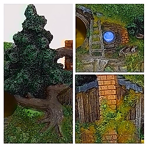 Ulifery Hobbit House Fish Tank Decorations, Natural Aquarium Ornament Cave Reptile Hole Shelter for Betta Hiding/Miniature Garden, Small