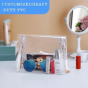 HAOGUAGUA Clear Purse for Women, Clear Bag Stadium Approved, See Through Clear Handbag for Concerts Sports Events (Gold)