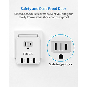 European Travel Plug Adapter, FDTEK US to Europe Power Adapter with 3 USB and 3 AC Outlet, Euro Charger Adaptor Type C for USA to EU France Germany Greece Italy Israel Spain, 2-Pack