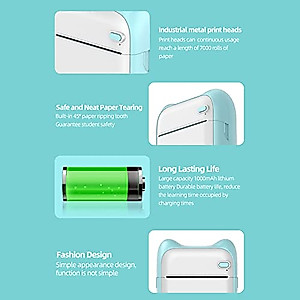 Mini Printe-r Portable,Pocket Thermal Printe-r,Bluetooth Wireless Smart Printe-r for Photo Picture Office Receipt,Label Note,Inkless Printing with iOS & Android