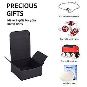 NIGNYA Black Favor Boxes, Tiny Gift Boxes for Presents, Small Kraft Gift Box 2.16x2.16x0.98 inch, 50 Pack Black Box with Lid for Favors, Ornaments, Candy, Tiny Items, Small Business