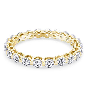 SAVEARTH DIAMONDS 1 1/5 cttw 2.5MM Round Cut Lab Created Moissanite Diamond Eternity Engagement Wedding Band Ring In 10k Solid Yellow Gold Jewelry For Women (1.20 Cttw) Size-7