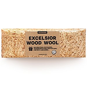 WOODOVER Excelsior Wood Wool, Aspen Wood Wool Excelsior Packing Material, Excelsior for Crafting, Aspen Wood Shavings, Aspen Shavings for Basket, Decoration for Craft Box, 1 lb