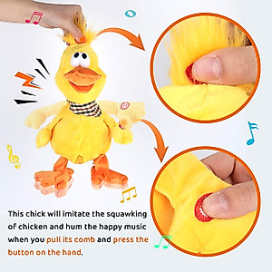 Cuteoy 13" Quacking Duck Musical Stuffed Animal Plushies Walking Singing Waving Electronic Interactive Plush Toy for Kids Boys Easter