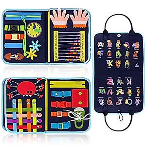 JAGSYJOY Busy Board Montessori Toys for Toddlers Ages 1-3 Year Old Girls and Boys - Child Educational Preschool Sensory Book for Airplane and Car Travel