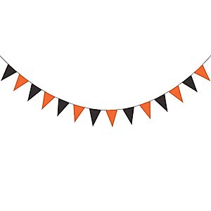 JEYE Orange Black Pennant Banner Paper Triangle Flag Hanging Streamer Halloween Garland Backdrop Party Decoration for Halloween Graduation Thanksgiving Decor(Pack of 2, 20ft in Total)