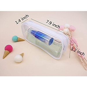 Pack of 4 Clear PVC Pencil Pouch with Zipper, Portable Transparent Big Capacity Pencil Case Makeup Bag for Stationery and Travel Toiletries Organizing(Black and White)