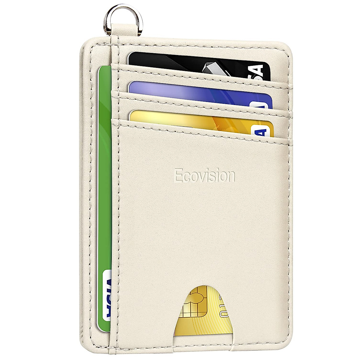 EcoVision Slim Minimalist Front Pocket Wallet, RFID Blocking Credit Card Holder Wallet with Detachable D-Shackle for Men Women