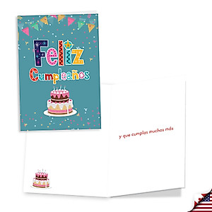 NobleWorks Assortment Pack of 3 Spanish Language Birthday Greeting Cards with Envelopes (3 Designs, 1 Each), Feliz Cumpleaños, Fiesta Time VC10236BDG-C1x3-SL