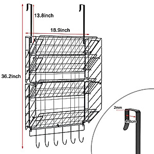 Aokitsink Over the Door Shoe Organizer with Hooks, Metal Hanging Shoe Rack for Door Closet, 4-Tier Adjustable Separator Mesh Wall Mounted Shoe Holder for Men Women