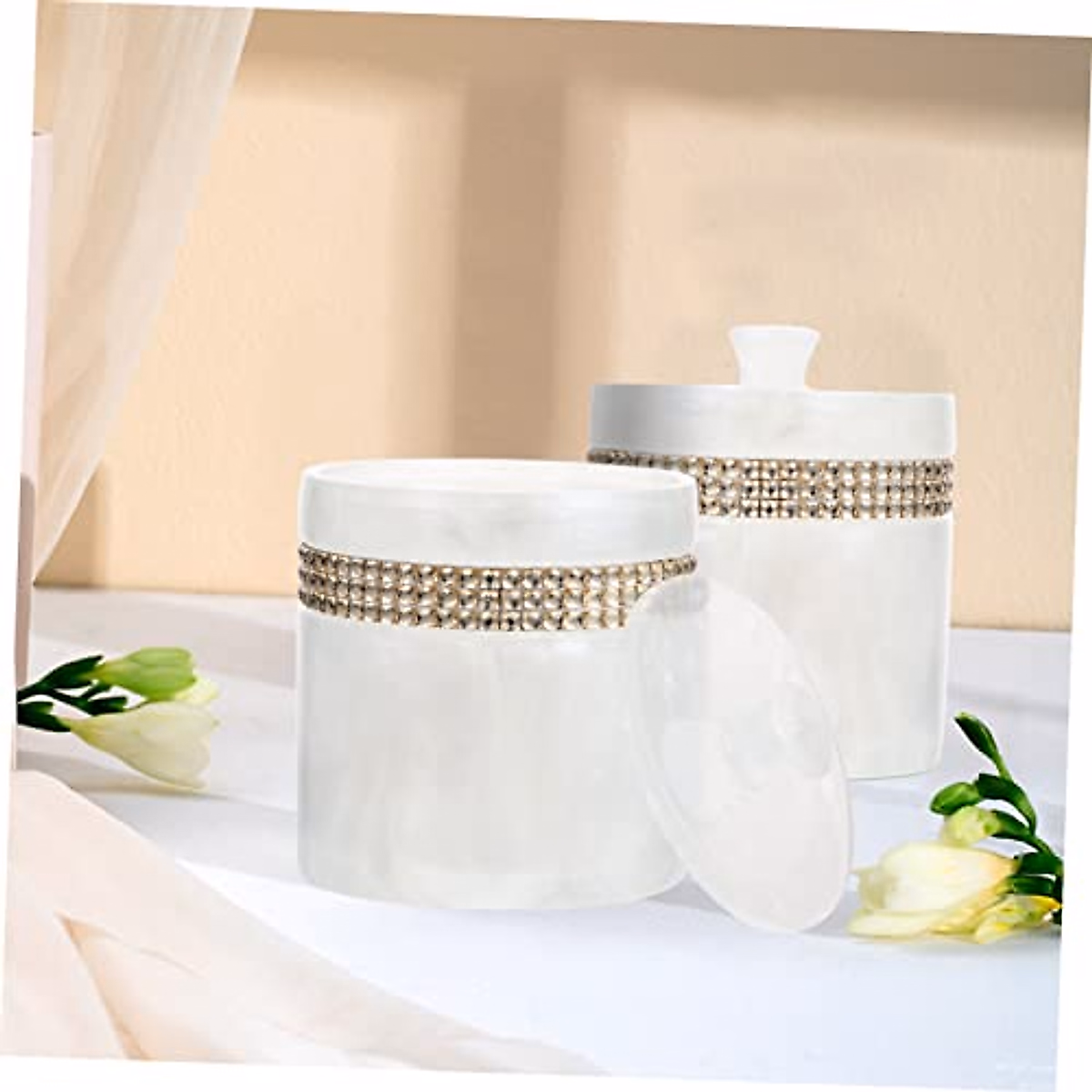 Cabilock Resin Swab Box Toothpick Dispenser Bathroom Canisters Household Cotton Swabs Holder Containers with Lids Office Pen Organizer Home Toothpick Holder Candy Jars with Lids Candy Dish