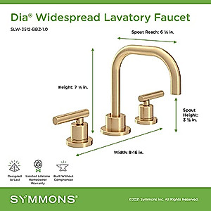 Symmons SLW-3512-BBZ-1.0 Dia Widespread 2-Handle Bathroom Faucet with Drain Assembly in Brushed Bronze (1.0 GPM)