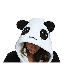 LATH.PIN Panda Wearable Blanket Hoodie Oversized Sherpa Fleece Hoodie Blanket Giant Hooded Sweatshirt Blanket Jacket with Sleeves