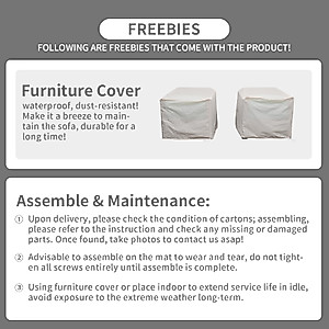 Rattaner Outdoor Furniture Club Chair Patio Single Sofa Chairs Outdoor Chairs Set of 2 Outdoor Sofa Accent Chair with Anti-Slip Cushions and Waterproof Cover, Khaki