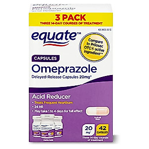Omeprazole Delayed-Release Capsules, 20 mg. Includes Luall Fridge Magnet + Equate Omeprazole Delayed Release Tablets 20 mg (Capsules, 42)