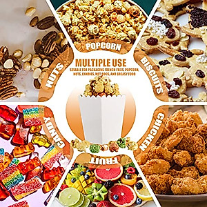 Mini White Popcorn Boxes and Clear Treat Bag Set- Bulk Open Top Paper Popcorn Containers with Treat Bags, Popcorn Candy Boxes for Movie Nights, Party Supplies, 3 x 4 inch (200 Pcs)