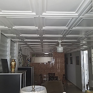 From Plain To Beautiful In Hours 233 Galleria PVC 2' x 2' Glue-up or Lay-in Ceiling Tile (Covers / 40 sq.ft), White Matte, 10 Piece