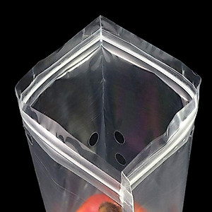 FDA Compliant Double-Sided Transparent Portable Food Storage Zip Top Bags Pouch with Butterfly Hang-Hole and Vent Hole (100, 35oz)