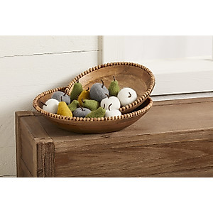 Mud Pie Wooden Beaded Bowl Set, Brown, small 3" x 14" dia | large 3 1/2" x 18" dia