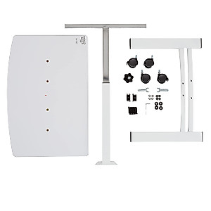 Seville Classics Airlift Mobile Height Adjustable Laptop Stand Computer Workstation for Sitting Table for Home, Office, Classroom, Hospital, w/Wheels, Flat (24"), White