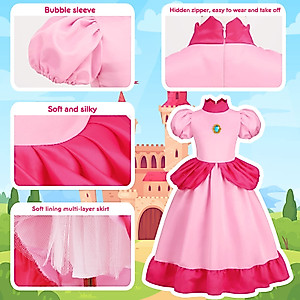 CONGRU Princess Costume Girls, Super Brothers Kids Princess Dress with Accessories Halloween Cosplay Dress Up (4-5Years)…