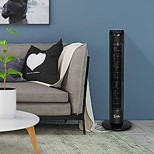 HealSmart 32’’ Electric Oscillating Tower Fan with Remote Control for Indoor, Bedroom and Home Office, Black
