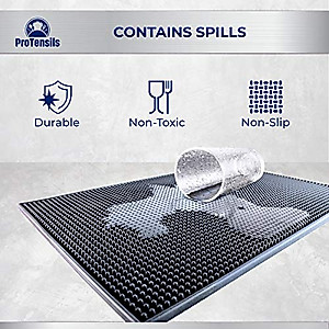 Rubber Bar Mat by ProTensils, 18" x 12", Black Bar Mats, Bar Service Mat, Black Coffee Bar Mat, Spill Mat for Counter-Top (2 Pieces)