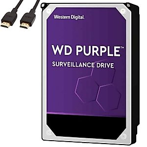Western Digital - WD 8TB Purple Surveillance Internal Hard Drive - 7200 RPM Class, SATA 6 Gb/s, 256MB Cache, 3.5", Crypto Chia Mining - WD82PURZ - BROAGE HDMI Cable, Solid State Drive