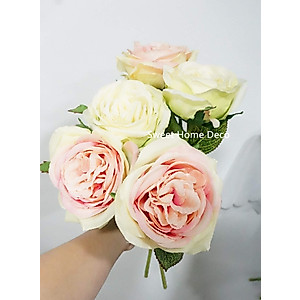Sweet Home Deco, 15''Silk English Rose, Artificial Garden Rose, Single Rose, Spring Rose, Realistic Rose, Wedding/Home/Party Decoration Rose (Pink x 3 Stems)