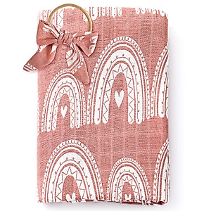 Baby Muslin Swaddle Blanket with Headbands Soft Unisex Cotton for Boys Girls Baby Swaddle Blanket Newborn Boho Rainbow Earthy Solid Color