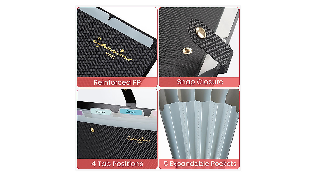 Sooez Cute Folders: Stylish 5-Pocket Document Organizer for School & Office