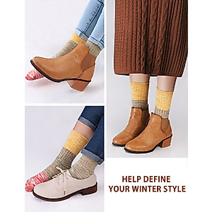 VERO MONTE 4Pairs Cotton Socks for Women -Womens Slouch Socks Cotton Crew(7-9.5)