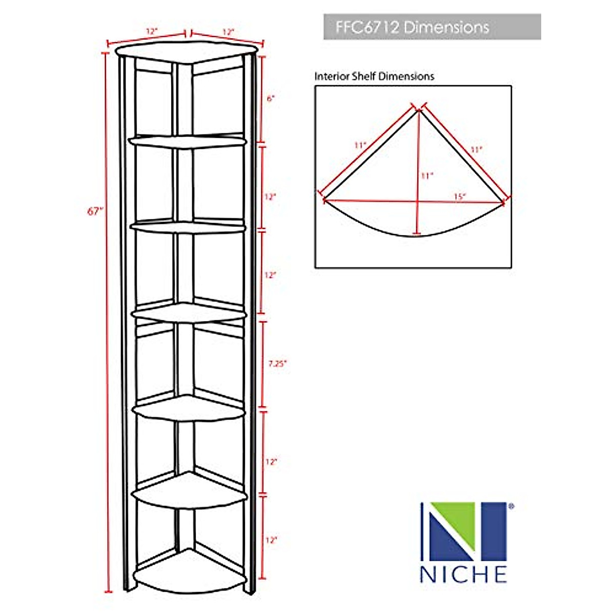 Regency Flip Flop 67-inch High Corner Folding Bookcase- Cherry