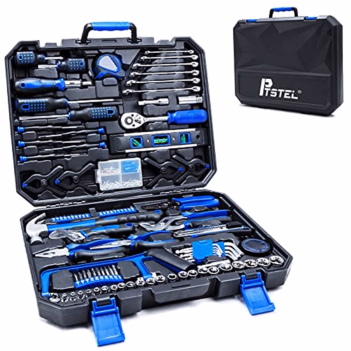 Home/Auto Repair Tool Kit, PTSTEL 179 Piece General Household Hand Tool Set For Apartment, Garage, Dorm and Office Use With Solid Carrying Tool Box