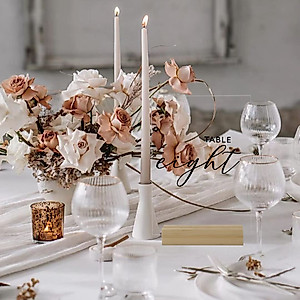 JINMURY 5x7 Inch Clear Acrylic Sign with Wood Base-10 Pack Blank Clear 5x7 Acrylic Sheets and Wood Stand, DIY Blank Acrylic Sign for Acrylic Table Numbers Wedding Table Signs