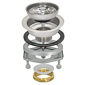 Eastman Kitchen Sink Strainer with Brass Slip Joint Nut, Fits Standard Sinks with 3-1/2 Inch to 4 Inch Opening, Stainless Steel, 30015
