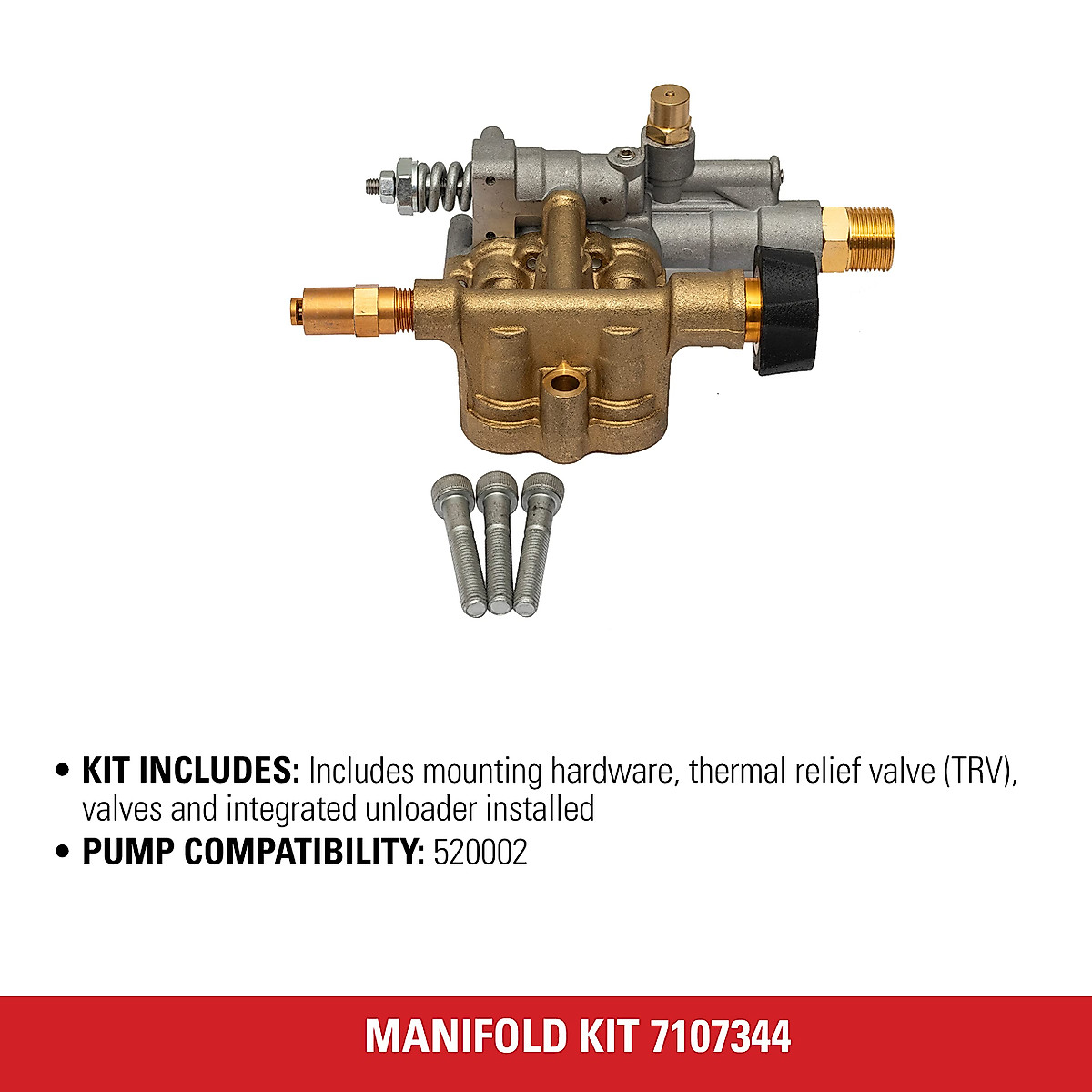 Simpson Cleaning 7107344 Manifold Replacement Kit for OEM Technologies 520002 Axial Cam Pressure Washer Pump, Gold