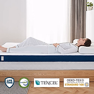 LINSY LIVING Twin Mattress Topper, 3 Inches Dual Layer Firm Memory Foam for Pressure Relief, Removable and Washable Tencel™ Cover, Adjustable Straps, CertiPUR-US Certified, Oeko-TEX, Twin Size
