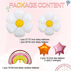 Daisy Groovy Balloon Boho Rainbow Balloon Groovy Birthday Party Decorations Daisy Flower Star Foil Balloons for Groovy Party Supplies Two Groovy Birthday Baby Shower Decor Supplies