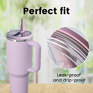 2 Pcs Tumbler Flip Straw Lid Replacement Fit for Stanley Cup 40 oz|Leak-Proof Splash Resistant Tumbler Lids|Reusable Tumbler Cover for Stanley Quencher（Black）