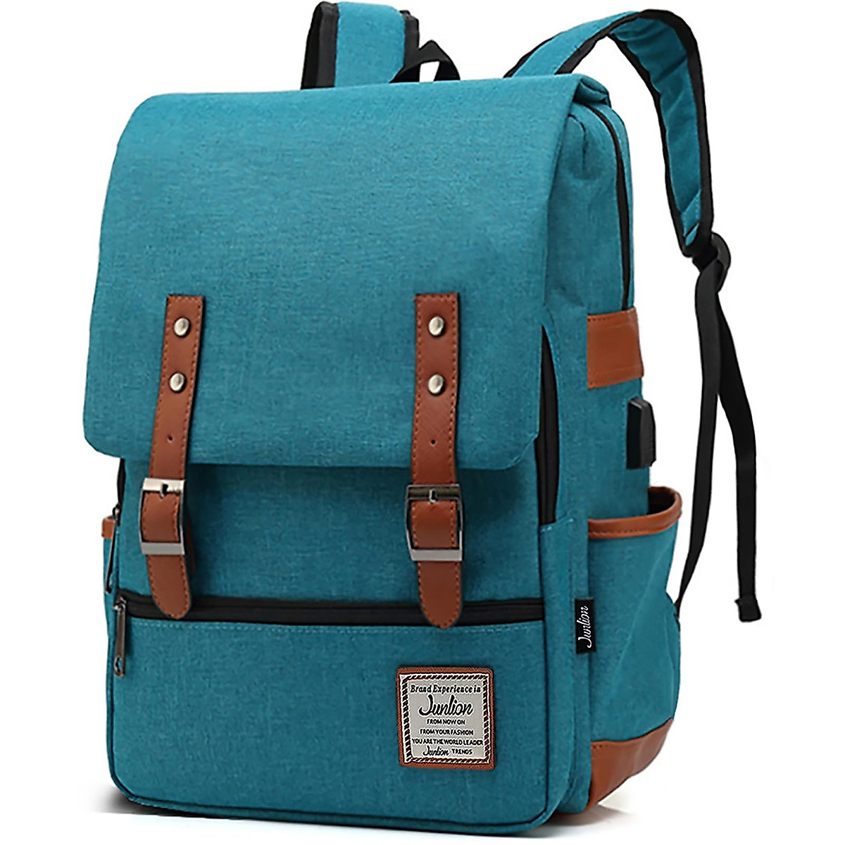 Junlion Unisex Business Laptop Backpack College Student School Bag Travel Rucksack Daypack with USB Charging Port Blue