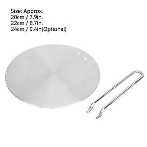 Stainless Steel Heat Diffuser Induction Plate Adapter Converter Gas Electric Cooker Plate for Electric Gas Stove Glass Induction Cooktop Heat Diffuser Cooking Induction Adapter Hob Ring Plate (20cm)
