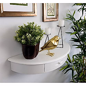 Pemberly Row Providence Morris Half Moon Shelf White Engineered Wood