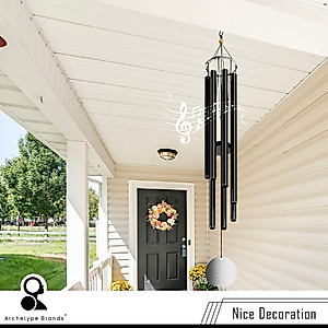 Wind Chimes for Outside and Inside – 44 inch – 528hz Solfeggio Healing Tones - Black