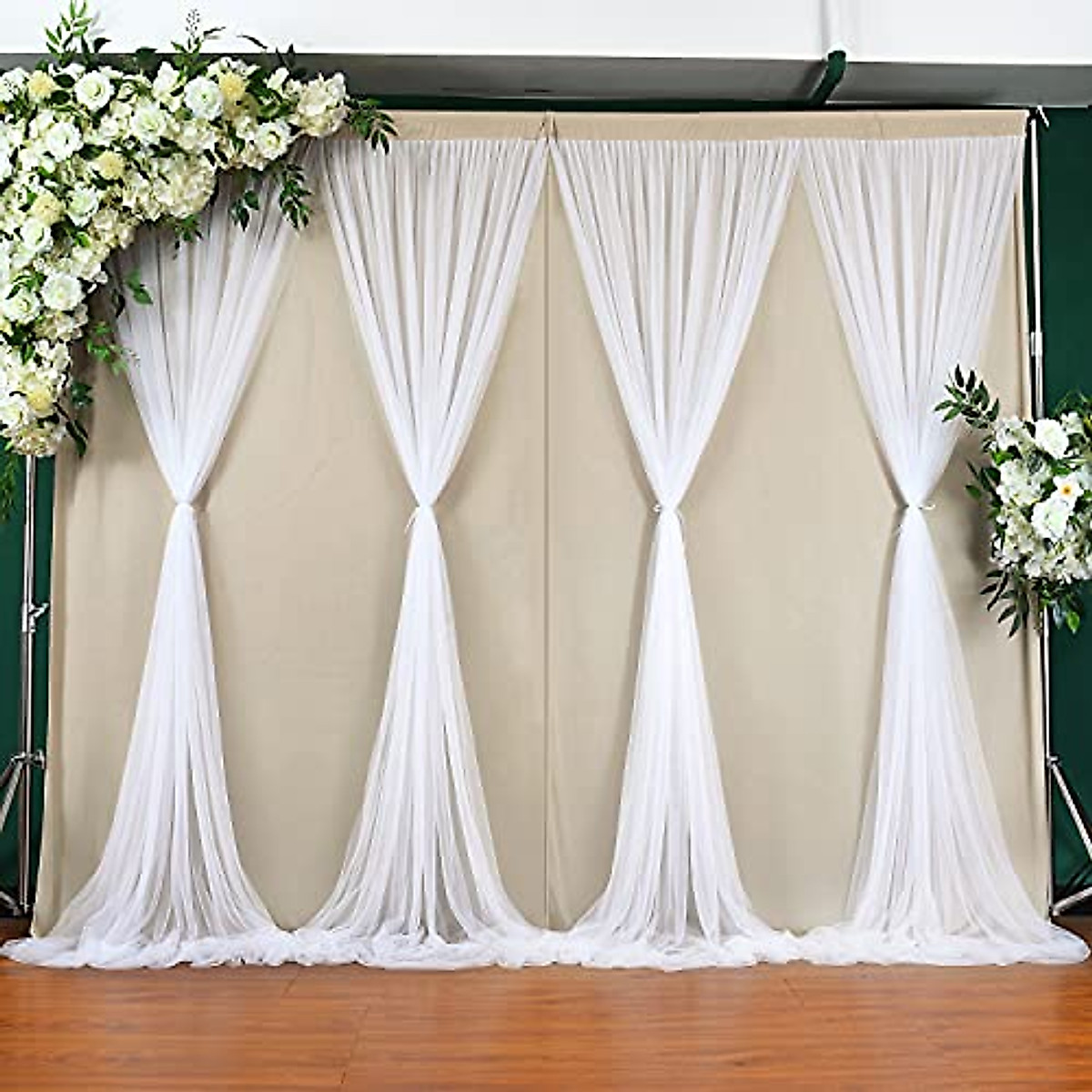 Champagne Tulle Backdrop Curtains for Baby Shower Party Wedding Photo Drape Backdrop for Photography Props Engagement Bridal Shower 10 ft X 7 ft