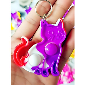 (Students Gift)24 Packs Bulk Small Cat Mini Pop Key chain，Birthday gift Party Favors Supplies,for boy and girl Student award gift