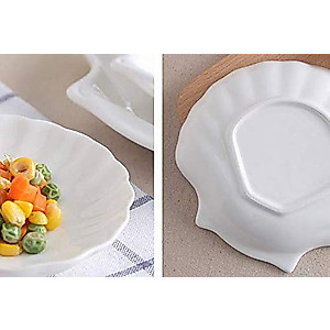 Sauce Dish,Dip/Dipping Bowls Set of 6, White Porcelain Dipping Sauce Bowls/Dishes for Sushi Tomato Sauce, Soy Sauce, Ketchup,Honey Mustard,BBQ Sauce or Seasoning (Shell shape- 2 Oz)
