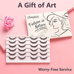 SONAFEEL False Lashes Natural Look Eye Lashes Pack Short Natural Eyelashes Wispy Strip Lashes Small Crisscross Daily Fake Eyelashes Reusable Faux 3d Mink Lashes Pestañas Postizas Naturales