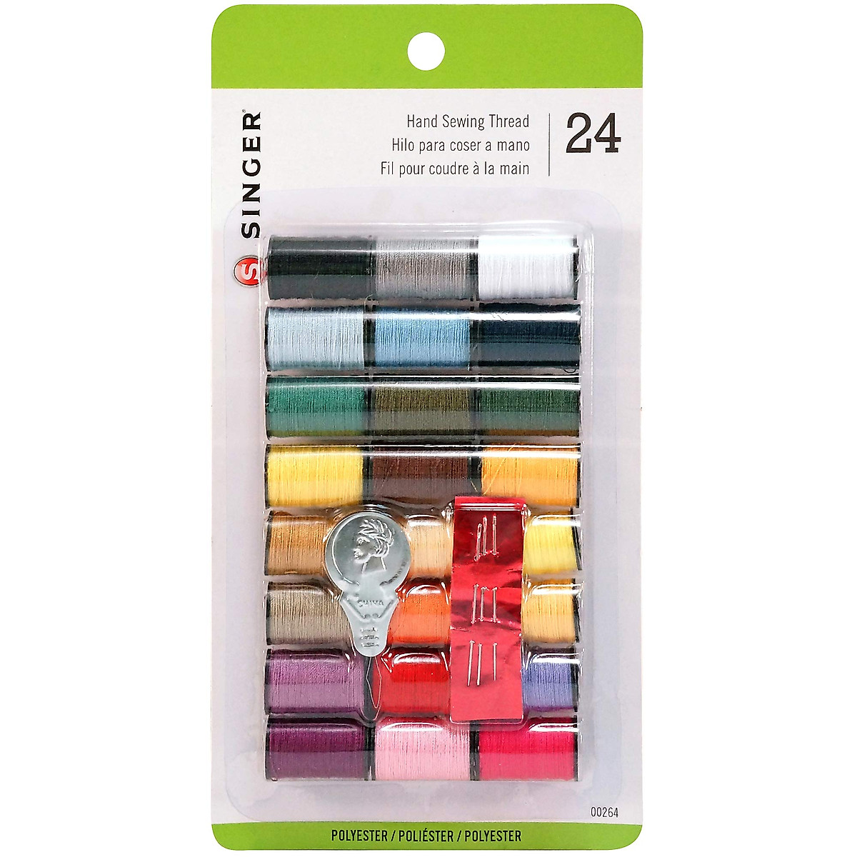 SINGER 00264 Polyester Hand Sewing Thread, Assorted Colors, 24 Mini-Spools